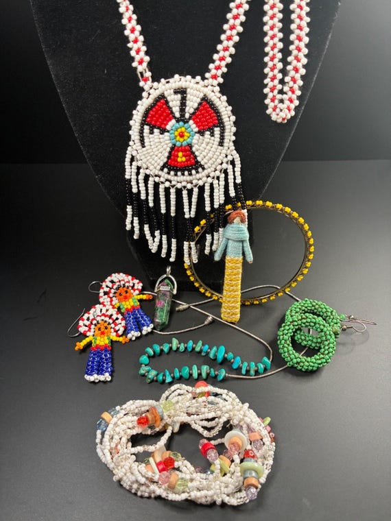 Beaded Ethnic Boho Native American artisan jewelry lot - Gem