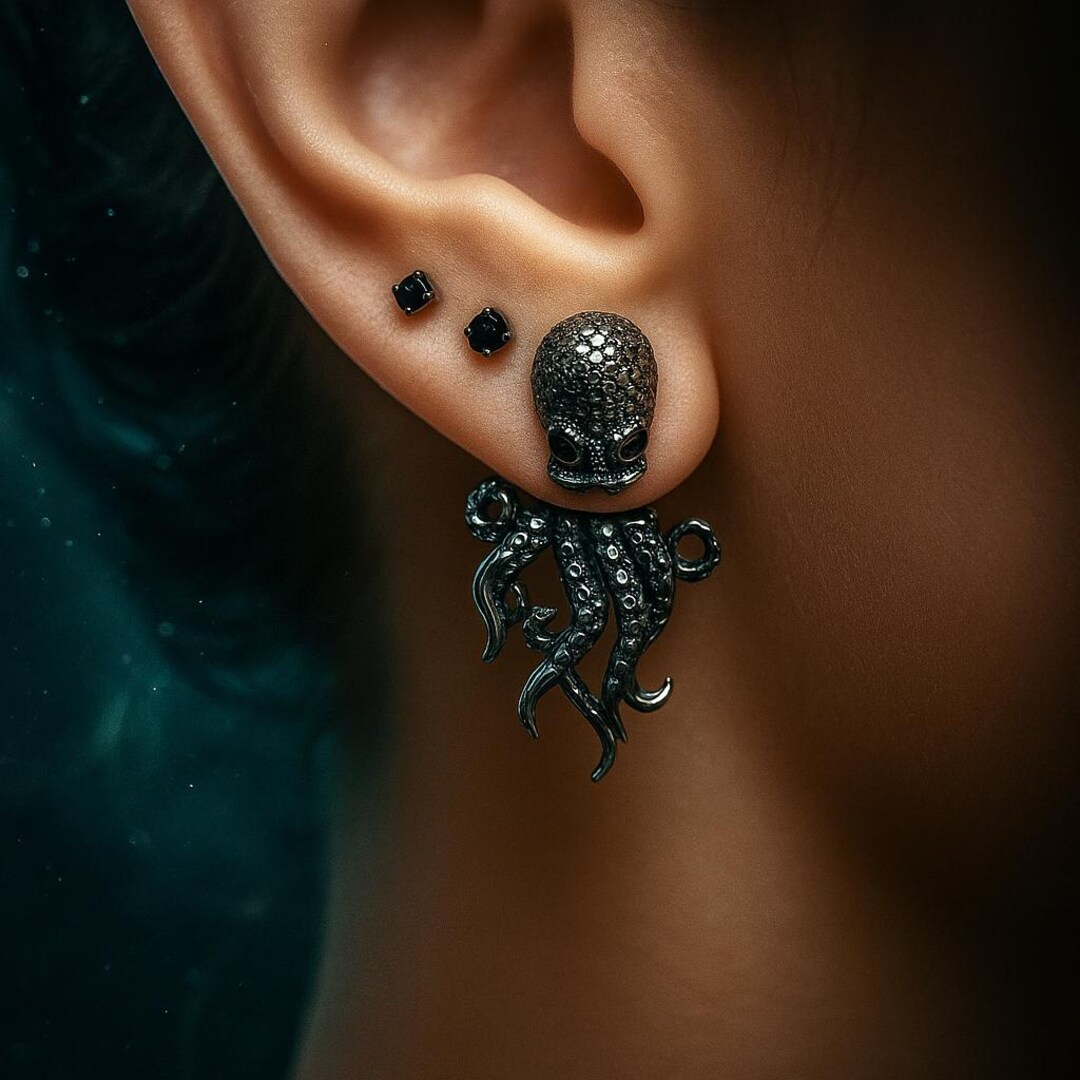 Octopus Front Back Earrings, Octopus Earrings, Gothic Earring,octopus ...