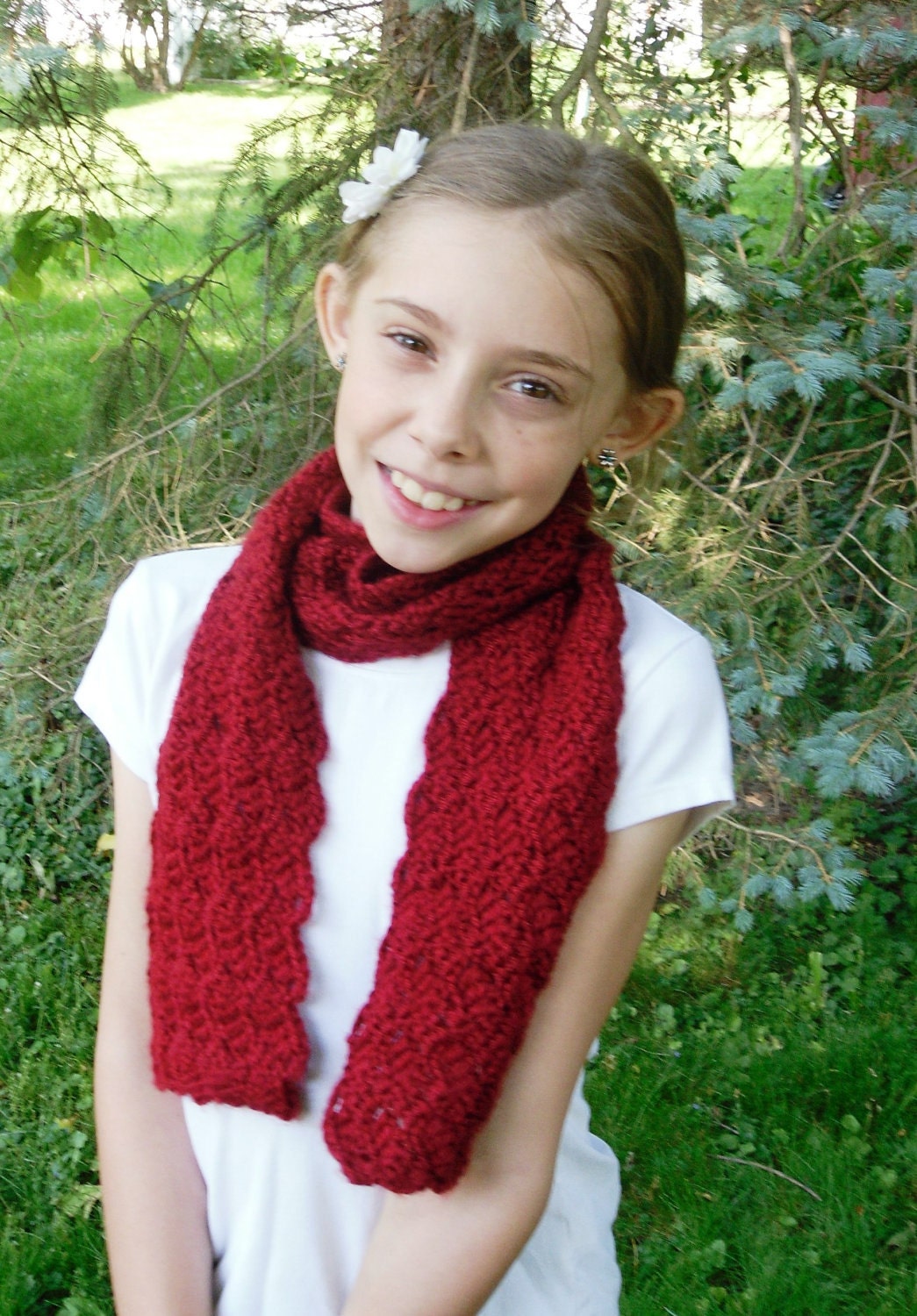 Red Crochet Scarf - Etsy