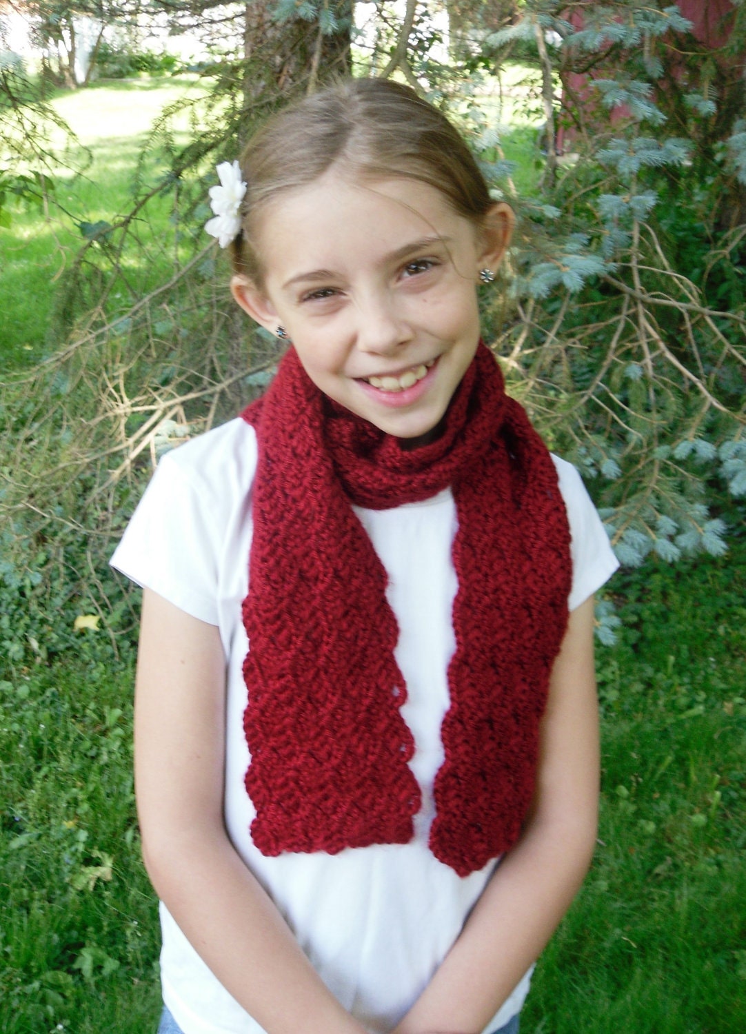 Red Crochet Scarf - Etsy