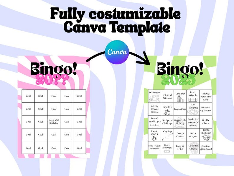 Jährliches Vision Board Bingo Canva Vorlage - Etsy