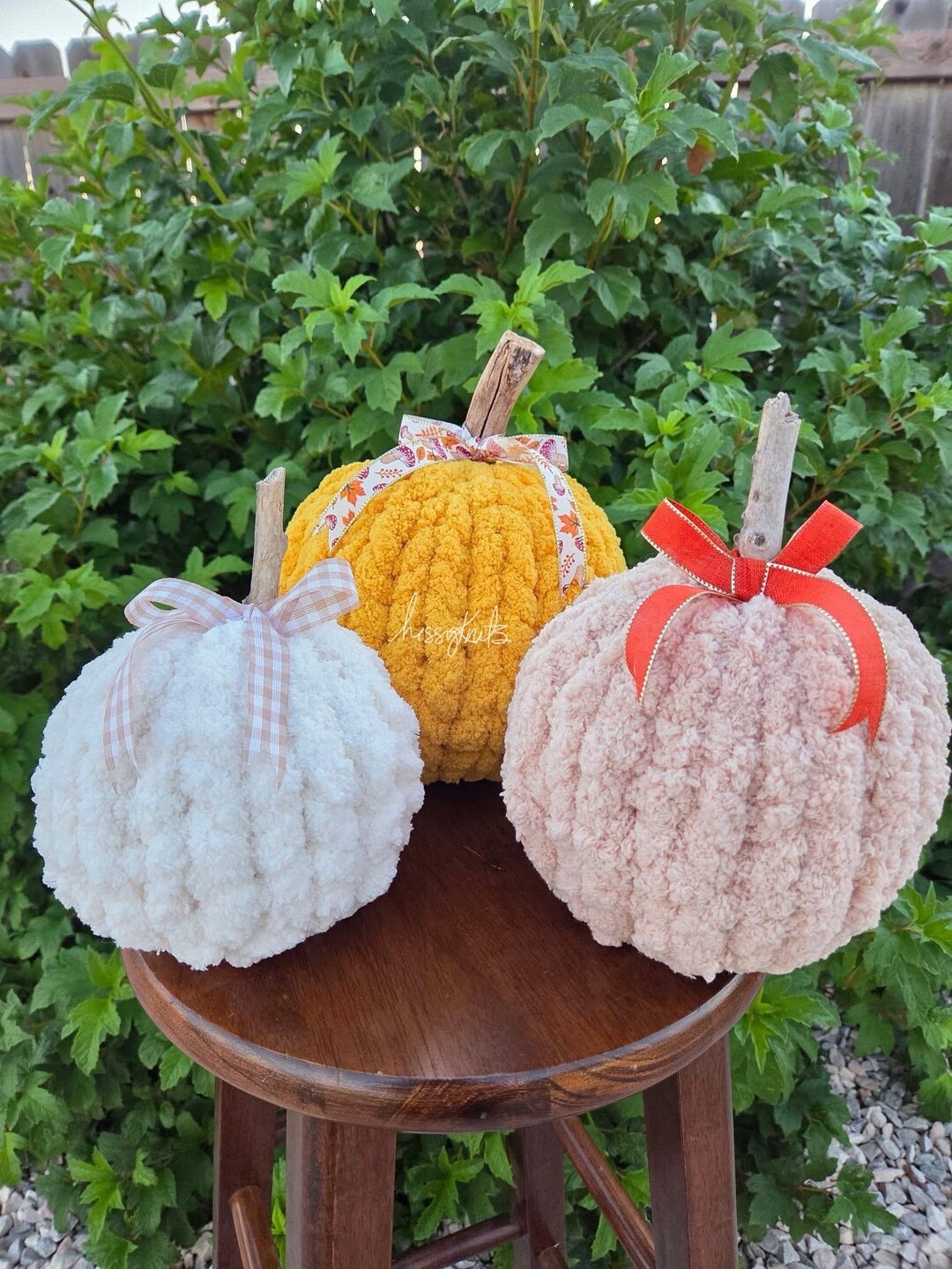 Hand Knit Chenille Pumpkin Set of 3: Thanksgiving Fall Decor - Etsy