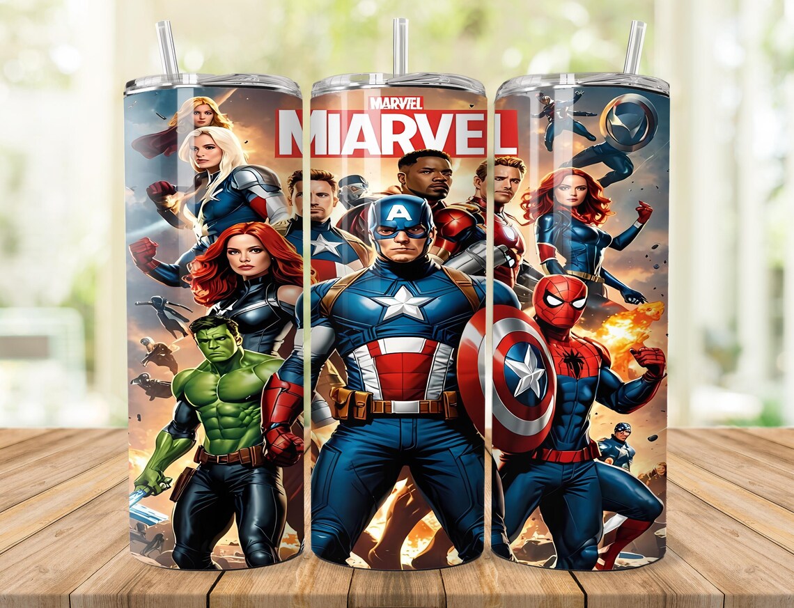 Superhero Comic Team Tumbler Wrap PNG | 20oz Skinny Tumbler Sublimation ...