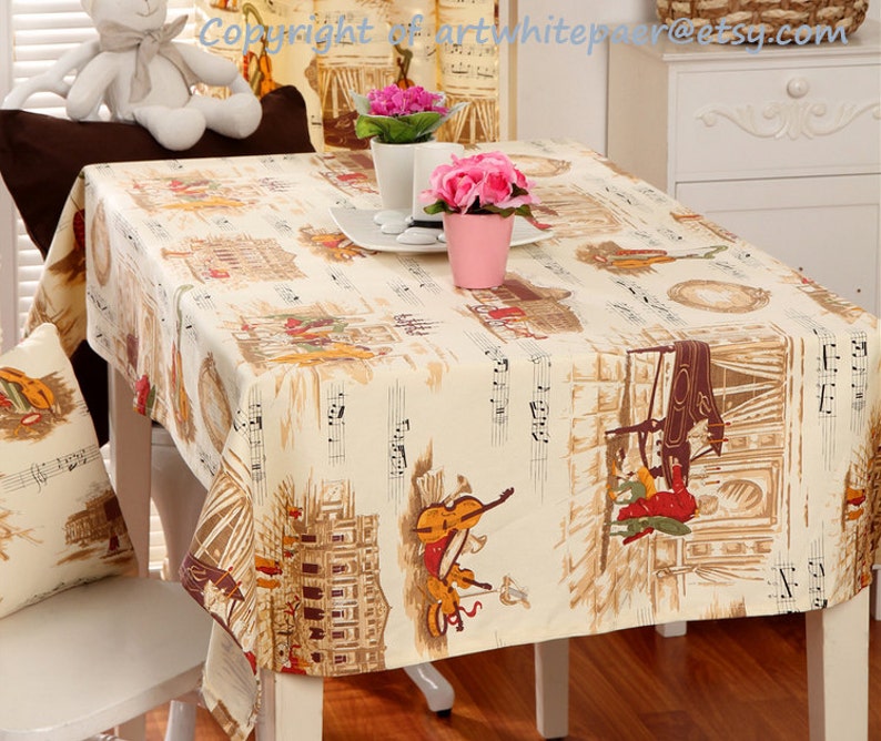 Music Piano Print Tablecloth, Washable Cotton Canvas Table Linens - Etsy