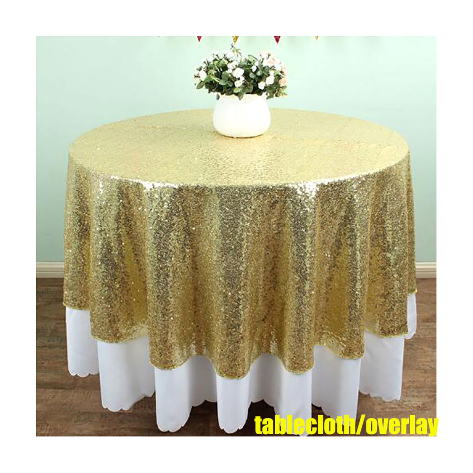 Light Gold Sequin Tablecloth, Glitz Wedding Overlay, Custom Size - Etsy