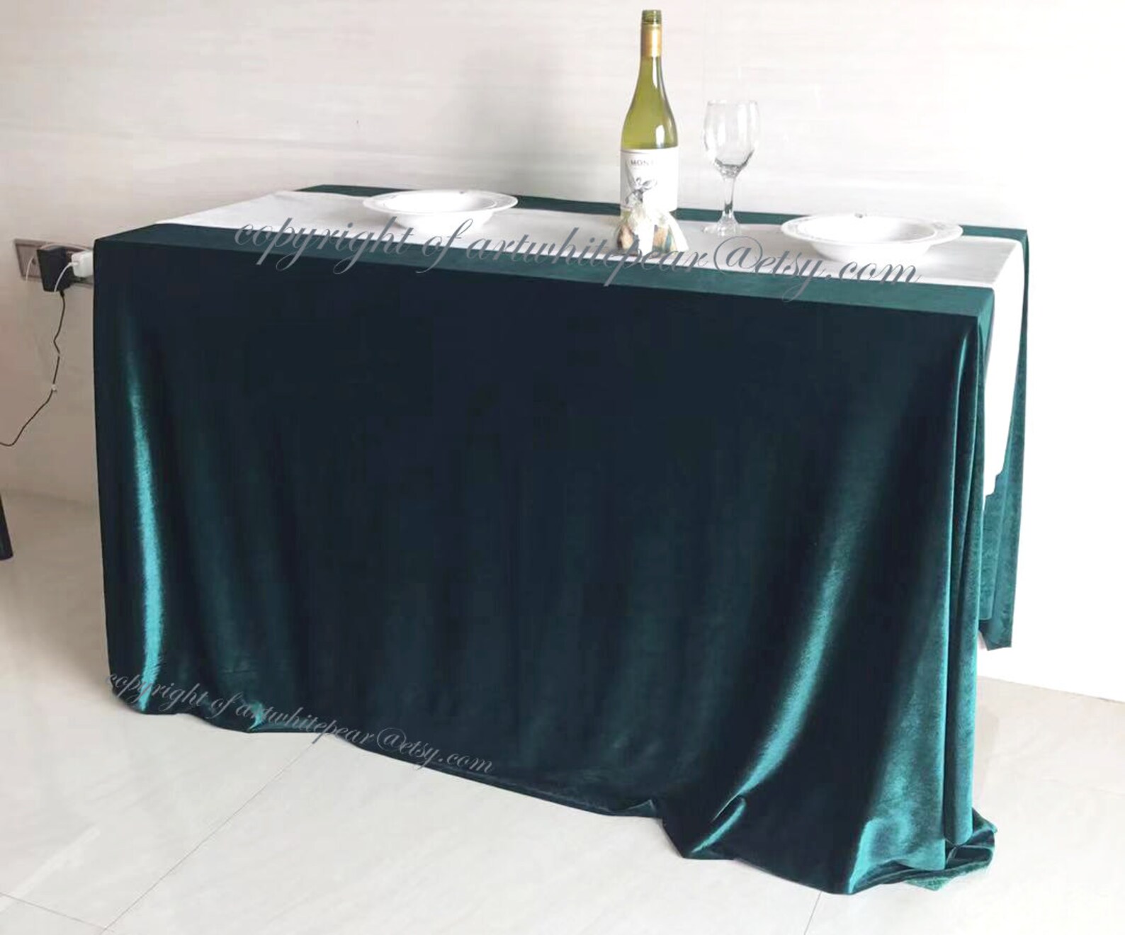 Velvet Tablecloth Emerald Hunter Green Rectangle Square Round | Etsy