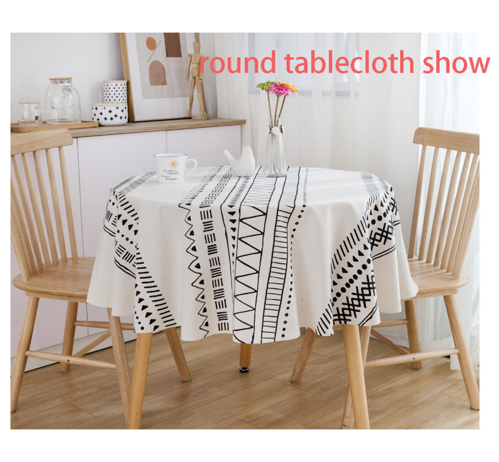 Rectangle Square Round Oval Linen Tablecloth Geometric Stripe Dots ...