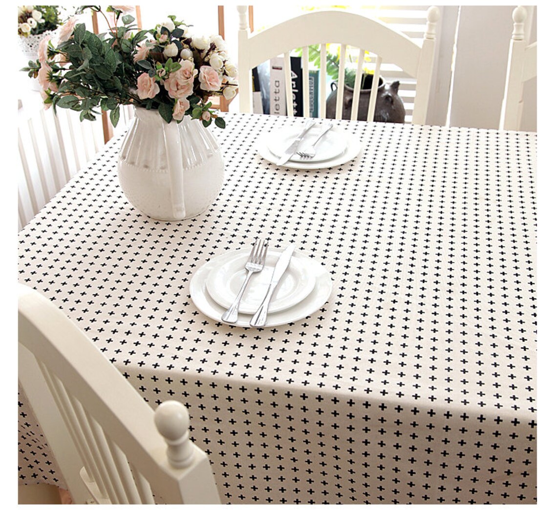 Tablecloth Cotton Linen Geometric Cross Rectangle Square Round - Etsy