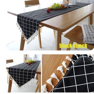 Table Runner Tassel Fringe Cotton Linen Geometric Triangle Dining ...