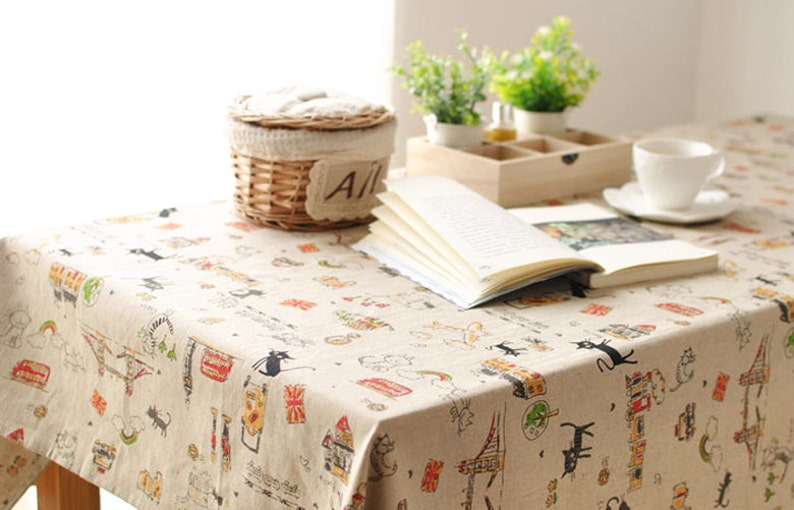 Tablecloth Kitten Travel Memory Linen Rectangle Square Round - Etsy