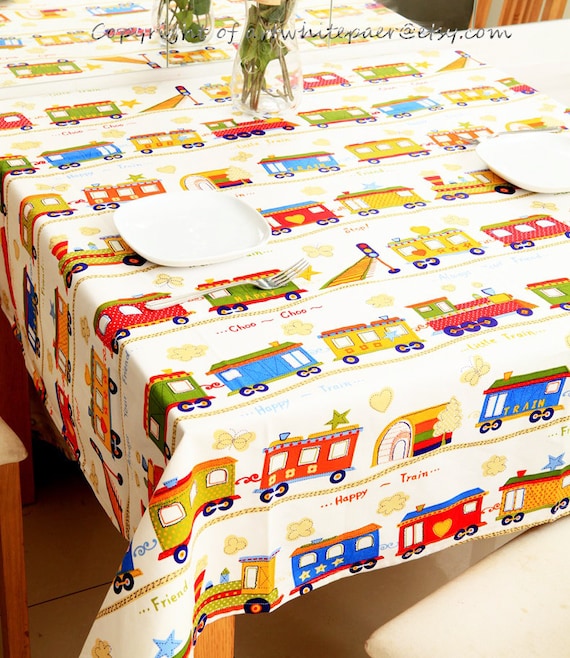 Tablecloth Train Happy Time Rectangle Square Round | Etsy
