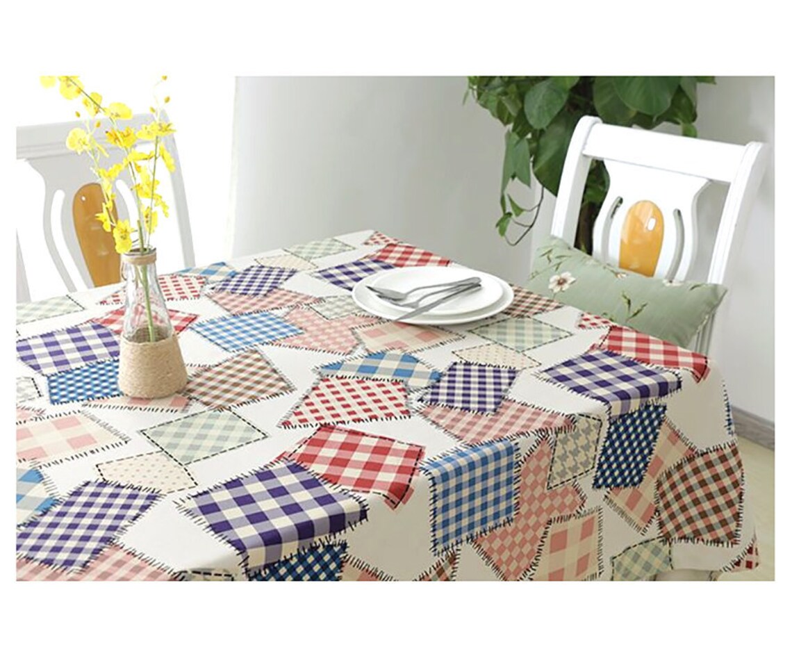 Rectangle Tablecloth Geometric Check Square Round Oval Child Party ...