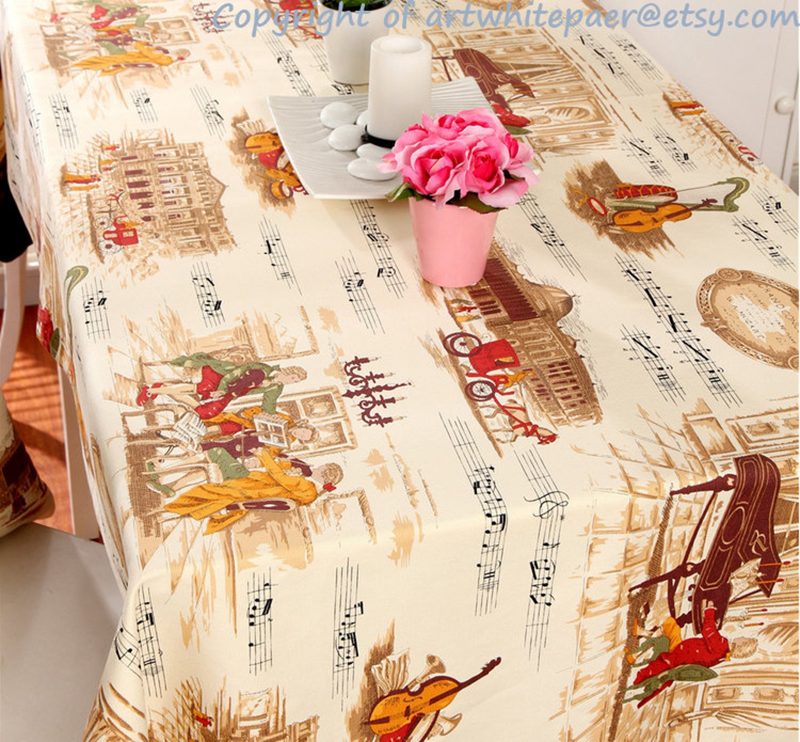 Music Piano Print Tablecloth, Washable Cotton Canvas Table Linens - Etsy