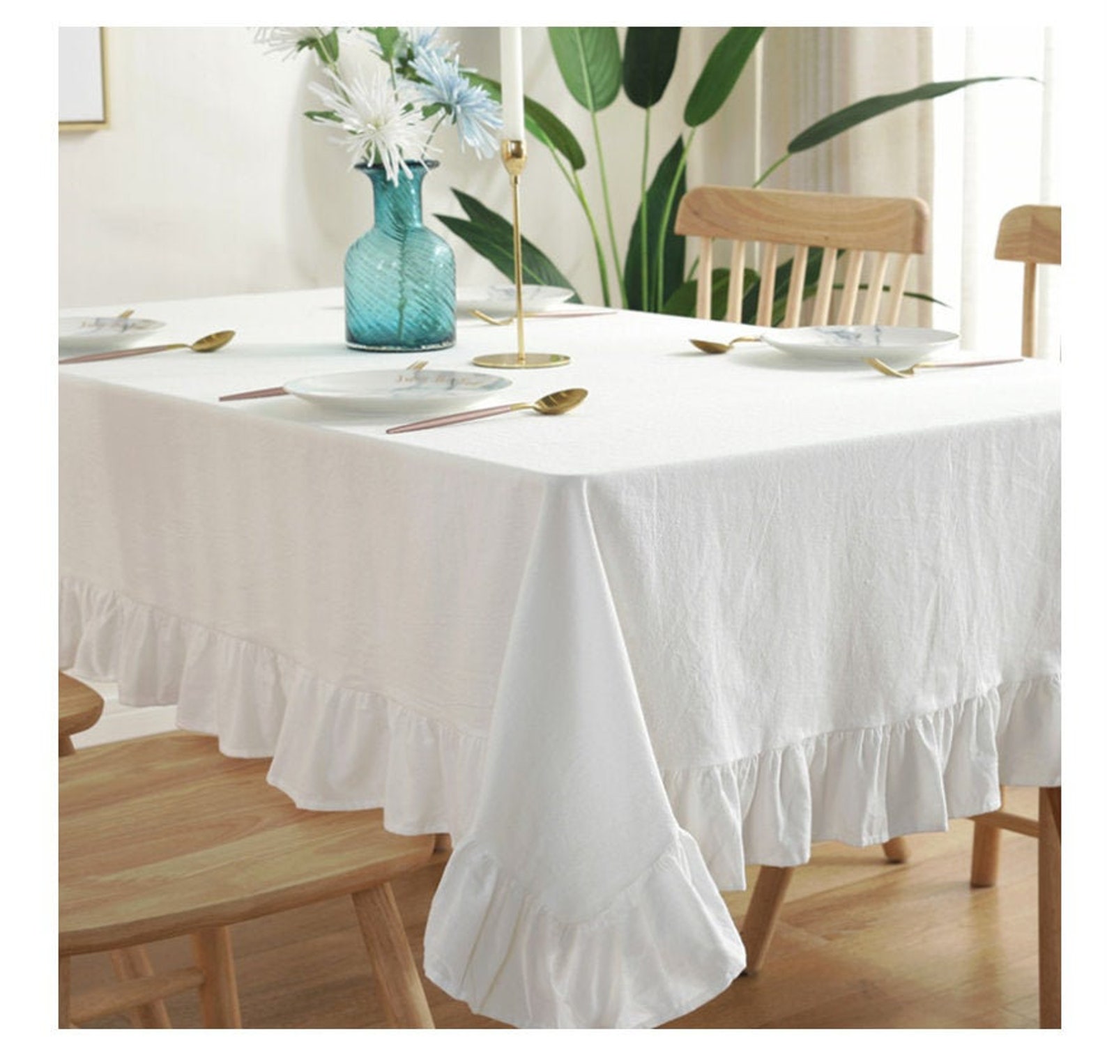 Ruffled Linen Tablecloth Square Rectangle Wedding Table Linen - Etsy