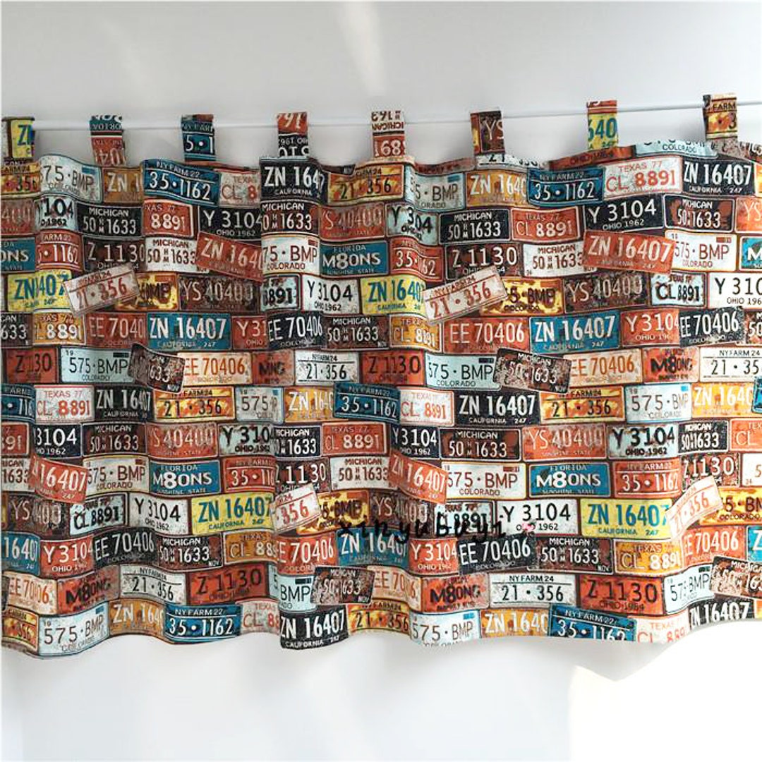 Cotton License Plate Kitchen Cafe Curtain Window Valance/bedroom Window ...