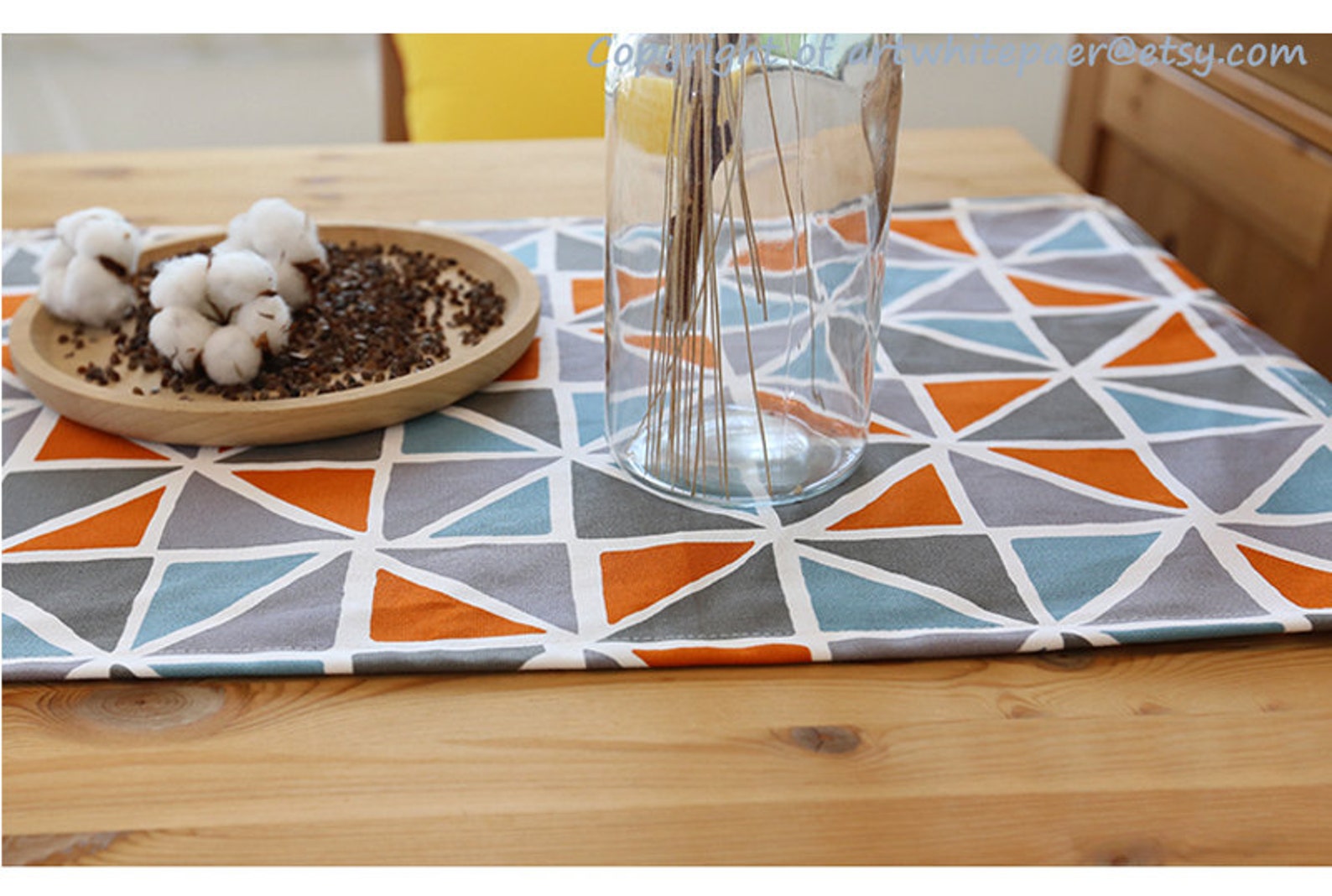 Table Runner Geometric Triangle Diningcoffee - Etsy