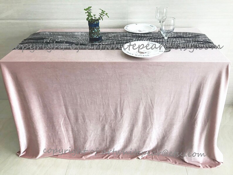 Velvet Tablecloth Blush Rectangle Square Round Oval Dining,coffee Table ...