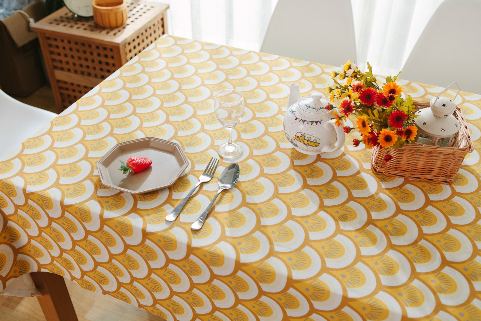 Tablecloth Cotton Linen Scallop Shell Rectangle Square Round | Etsy