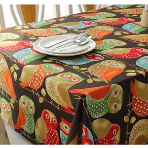 Tablecloth Cotton Owl on Tree Animals Rectangle Square Round Oval ...