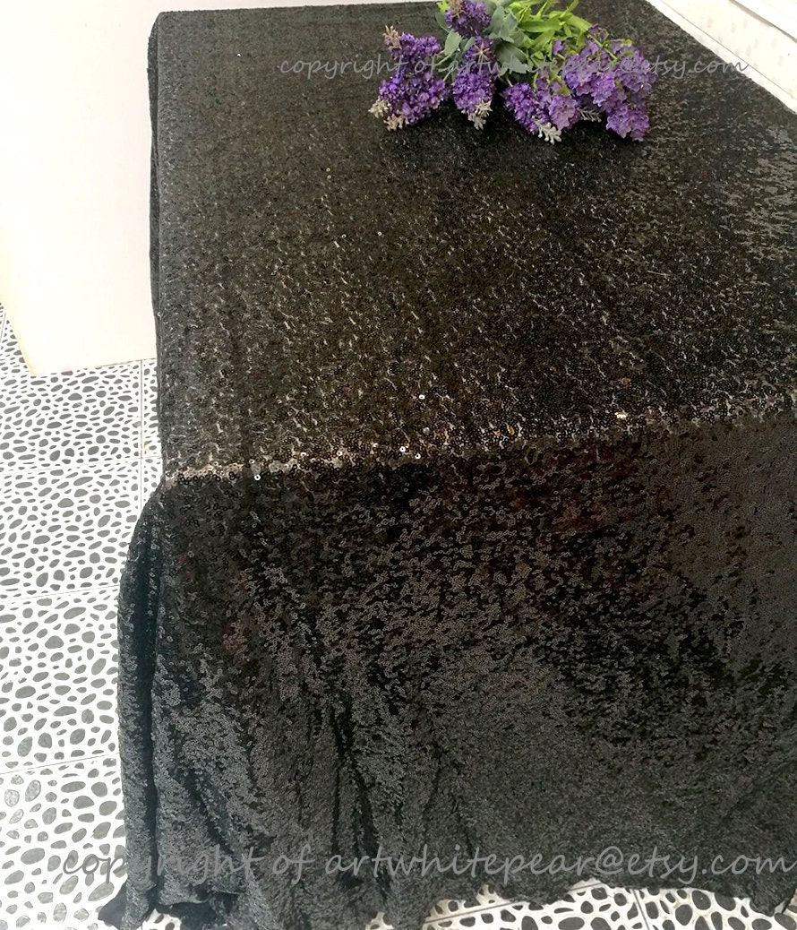 Square Round Rectangle Sequin Tablecloth Glitz Black | Etsy