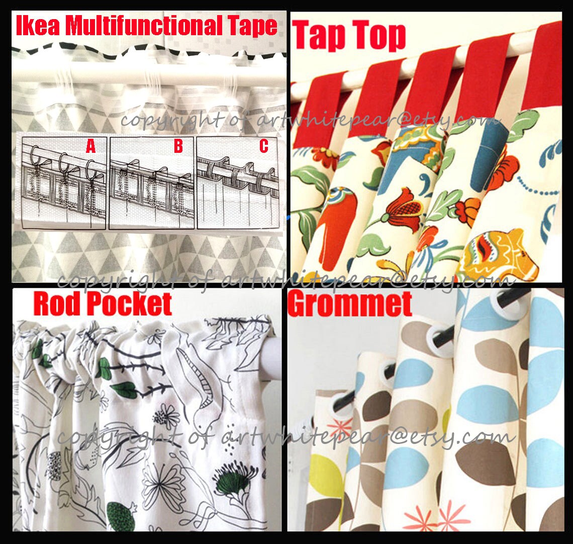 Geometric Curve Tassel Window Curtain Panel/country Bedroom | Etsy