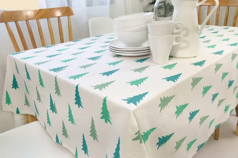 Linen Coffee Table Cloth Pine Tree Rectangle Square Oval - Etsy