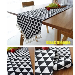 Table Runner Tassel Fringe Cotton Linen Geometric Triangle Dining ...