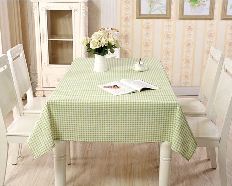 Tablecloth Cotton Linen Gingham Check Rectangle Square Round - Etsy
