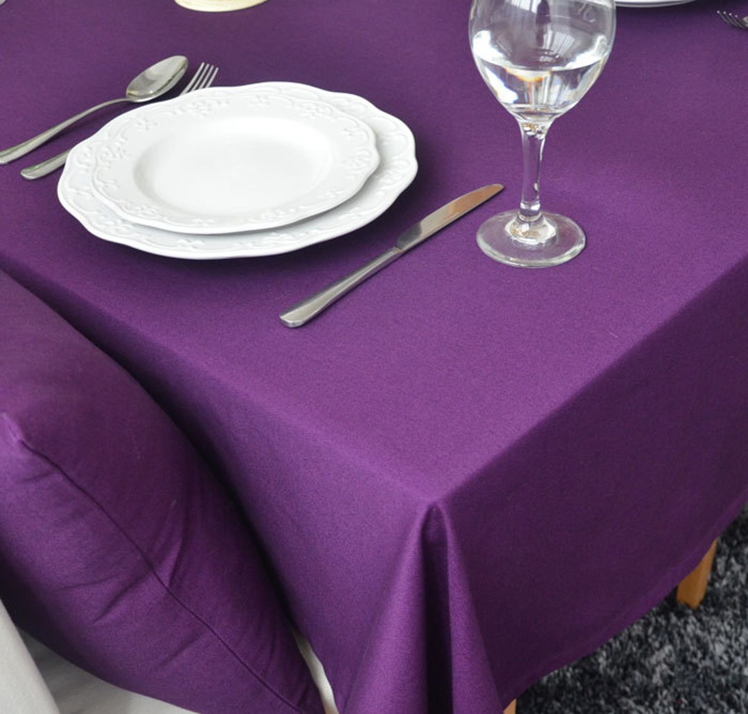 Solid Violet Purple Cotton Tablecloth, Washable Table Linens - Etsy