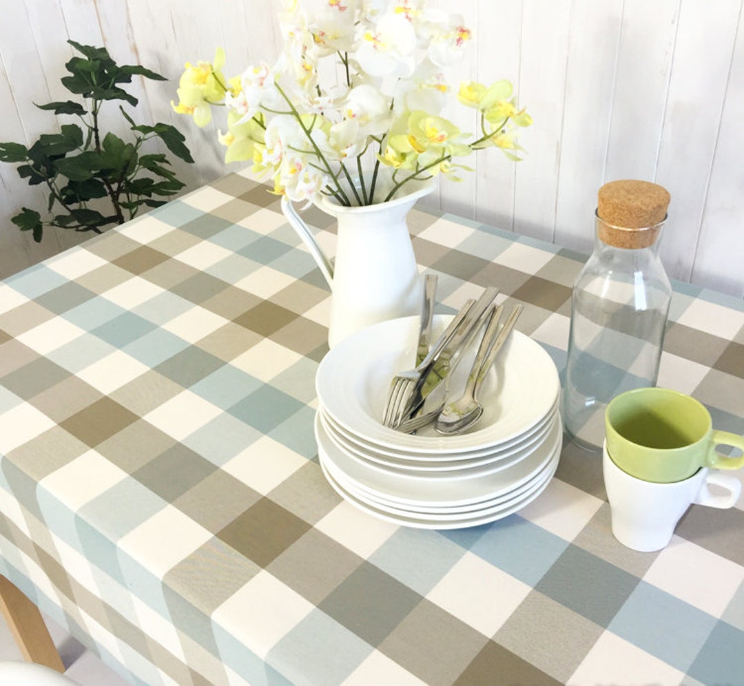 Blue Gray Buffalo Check Rectangle Square Tablecloth,round Oval ...