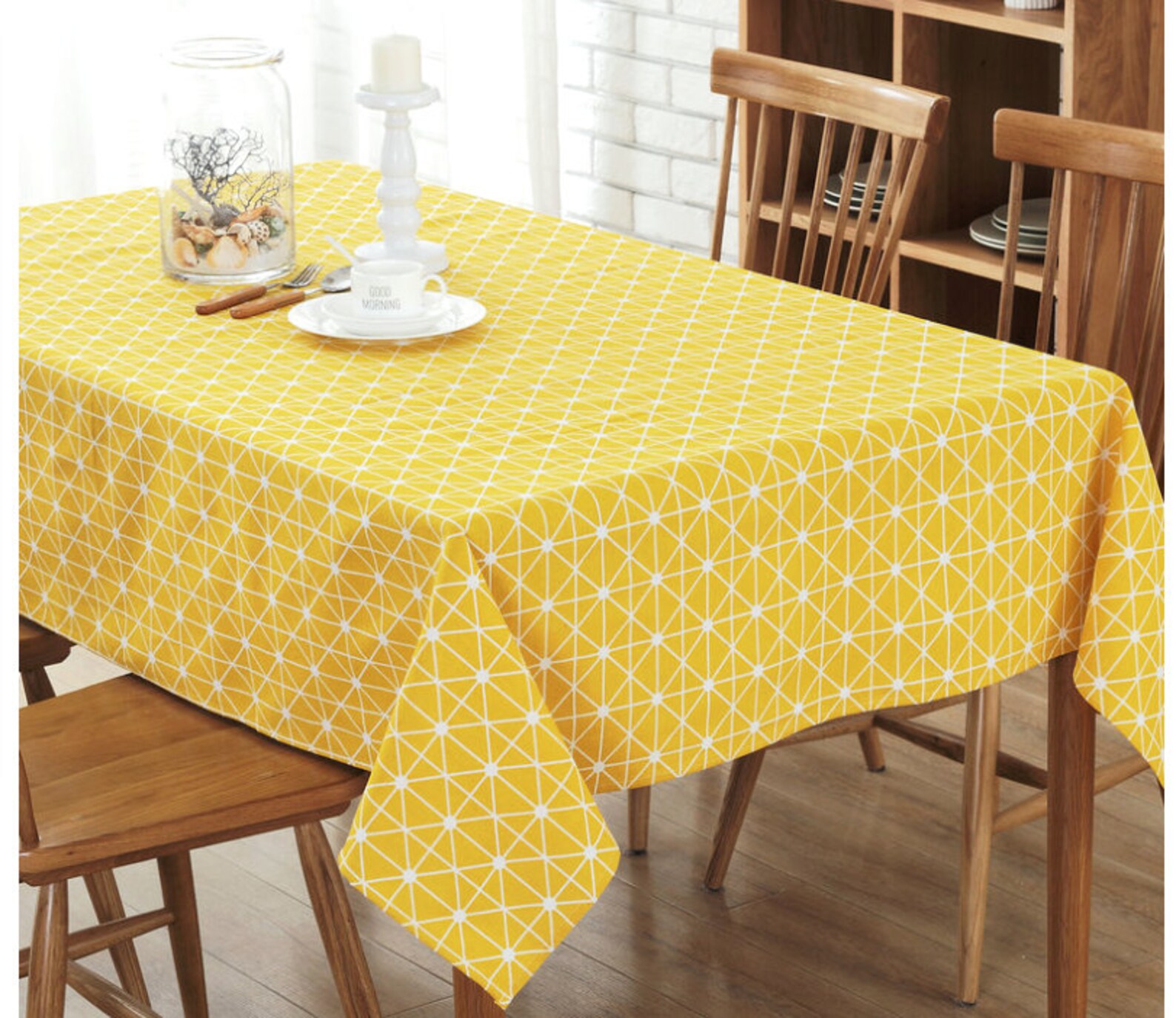 Tablecloth Geometric Yellow Triangle Rectangle Square Round - Etsy
