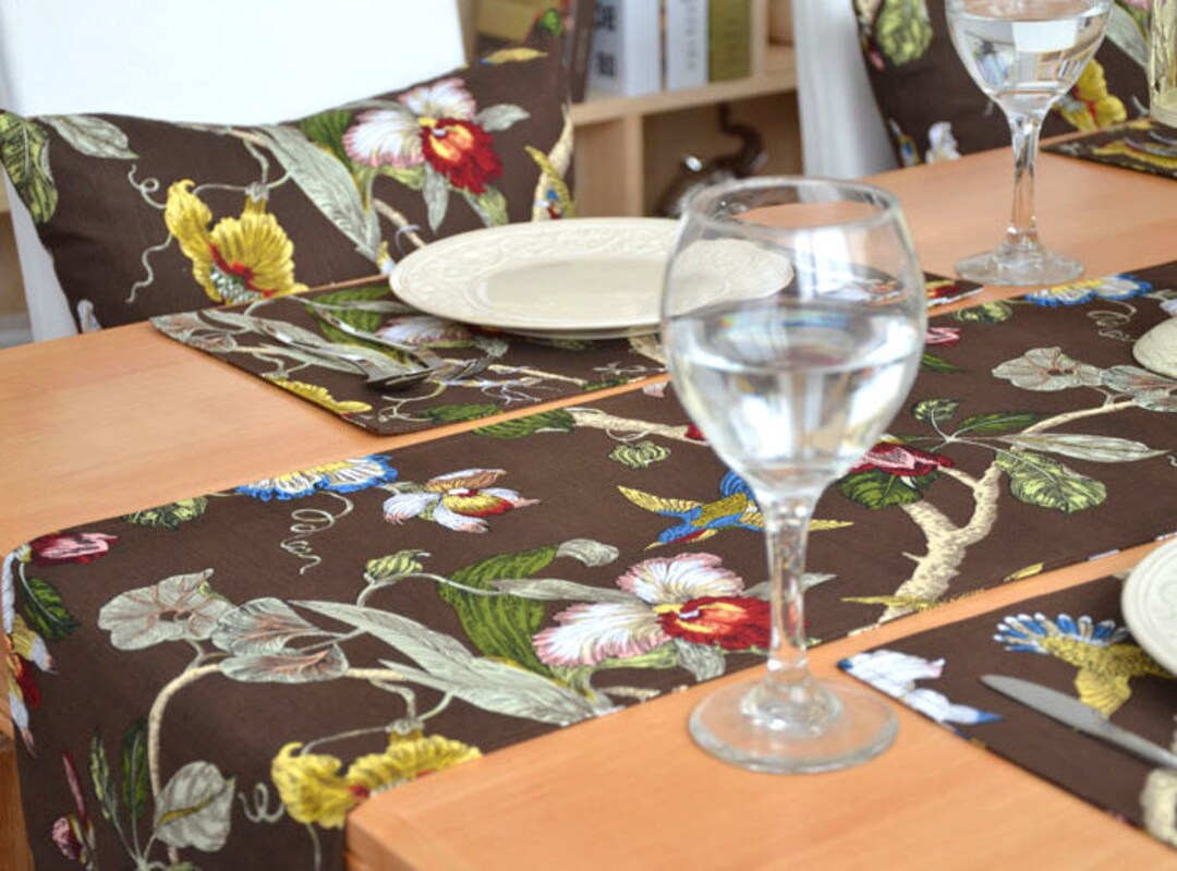 Coffee Table Runner Hummingbirds Tree Flowers Party,housewarming ...