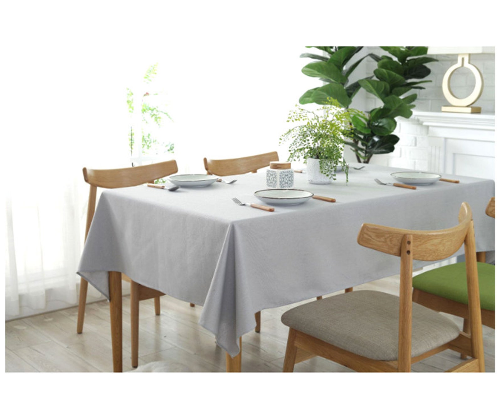 Linen Tablecloth Gray Rectangle Square Round Oval | Etsy