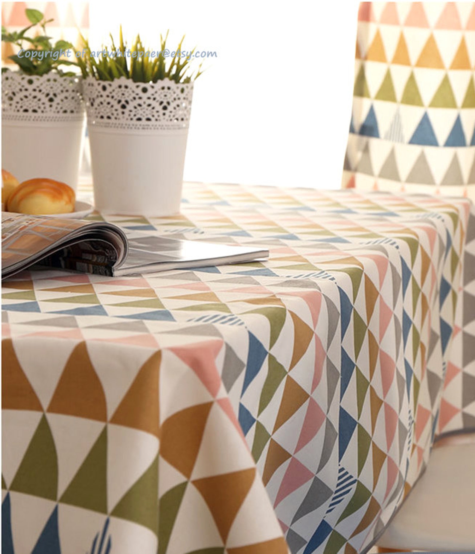 Tablecloth Geometric Triangle Rectangle Square Round | Etsy
