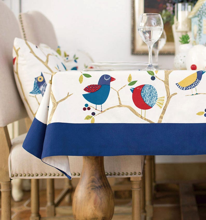 Rectangle Square Round Oval Coffee Tablecloth Navy Owl Bird - Etsy
