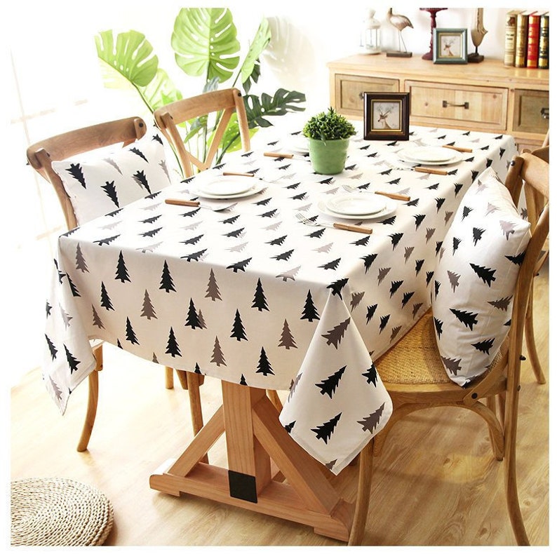 Linen Coffee Table Cloth Pine Tree Rectangle Square Oval - Etsy