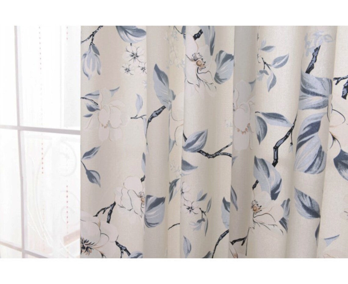 Spring Magnolia Window Curtain Panel/window - Etsy