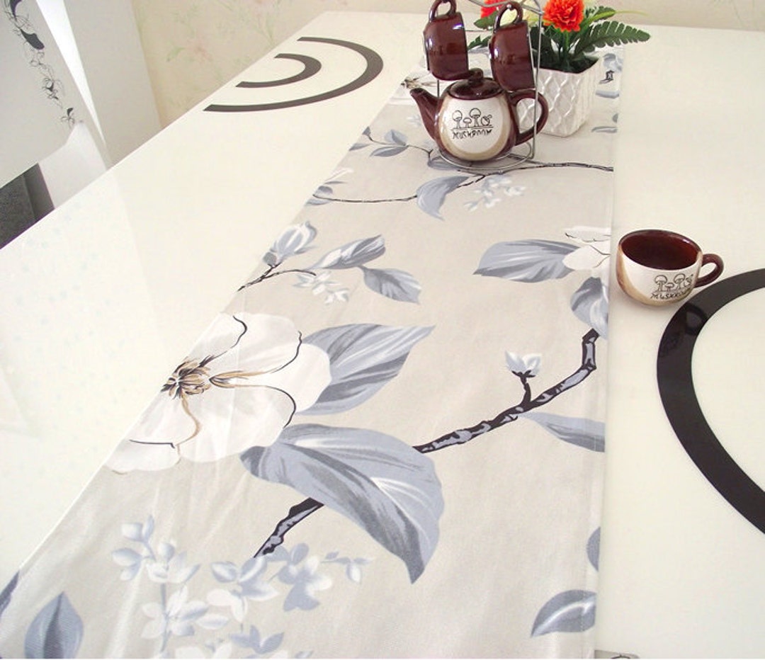 Magnolia Coffee Table Runner,washable Cotton Runner,wedding Table ...