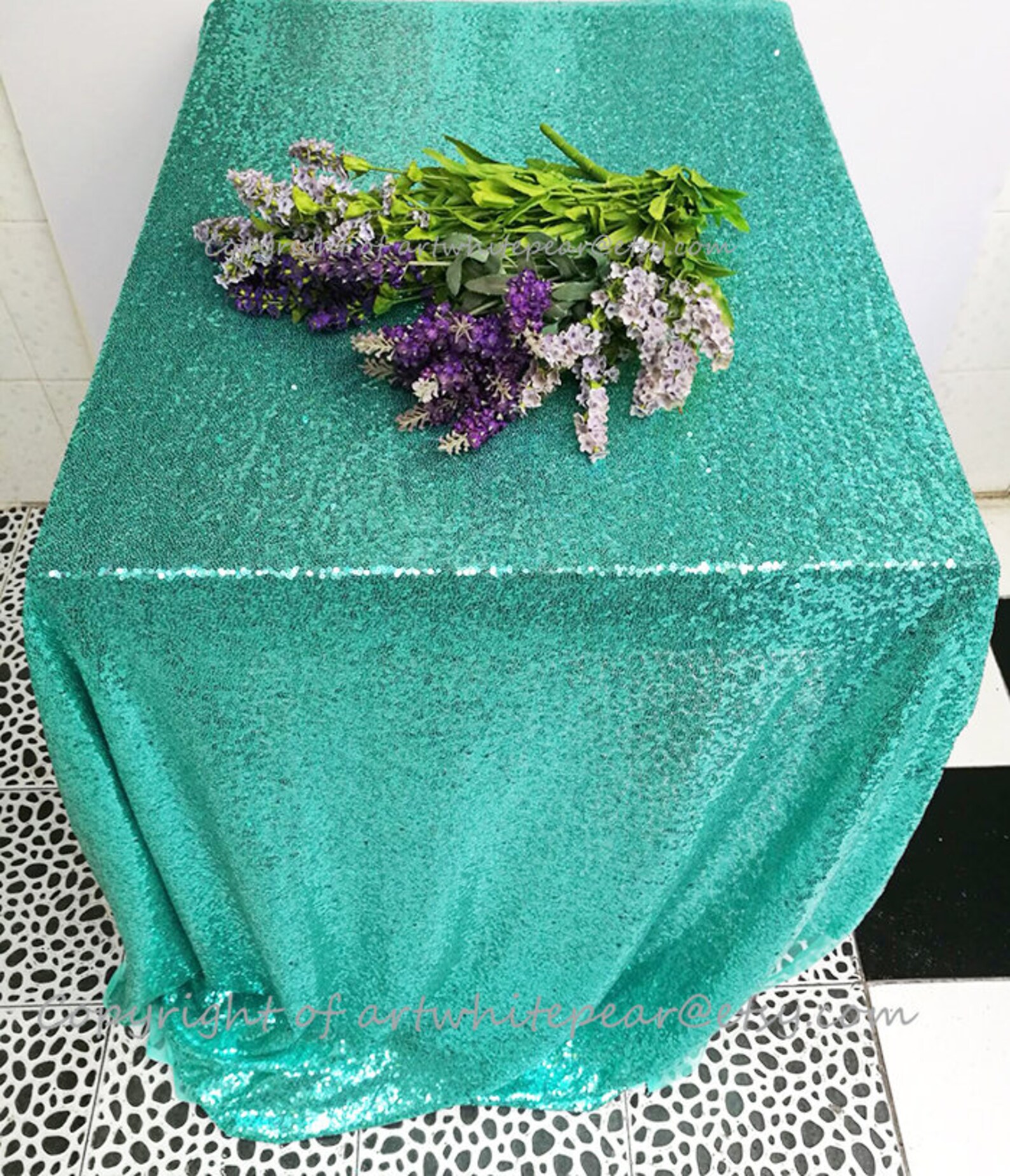 Ocean Blue Sequin Glitz Tablecloth Rectangle Round Dinner,party,wedding ...