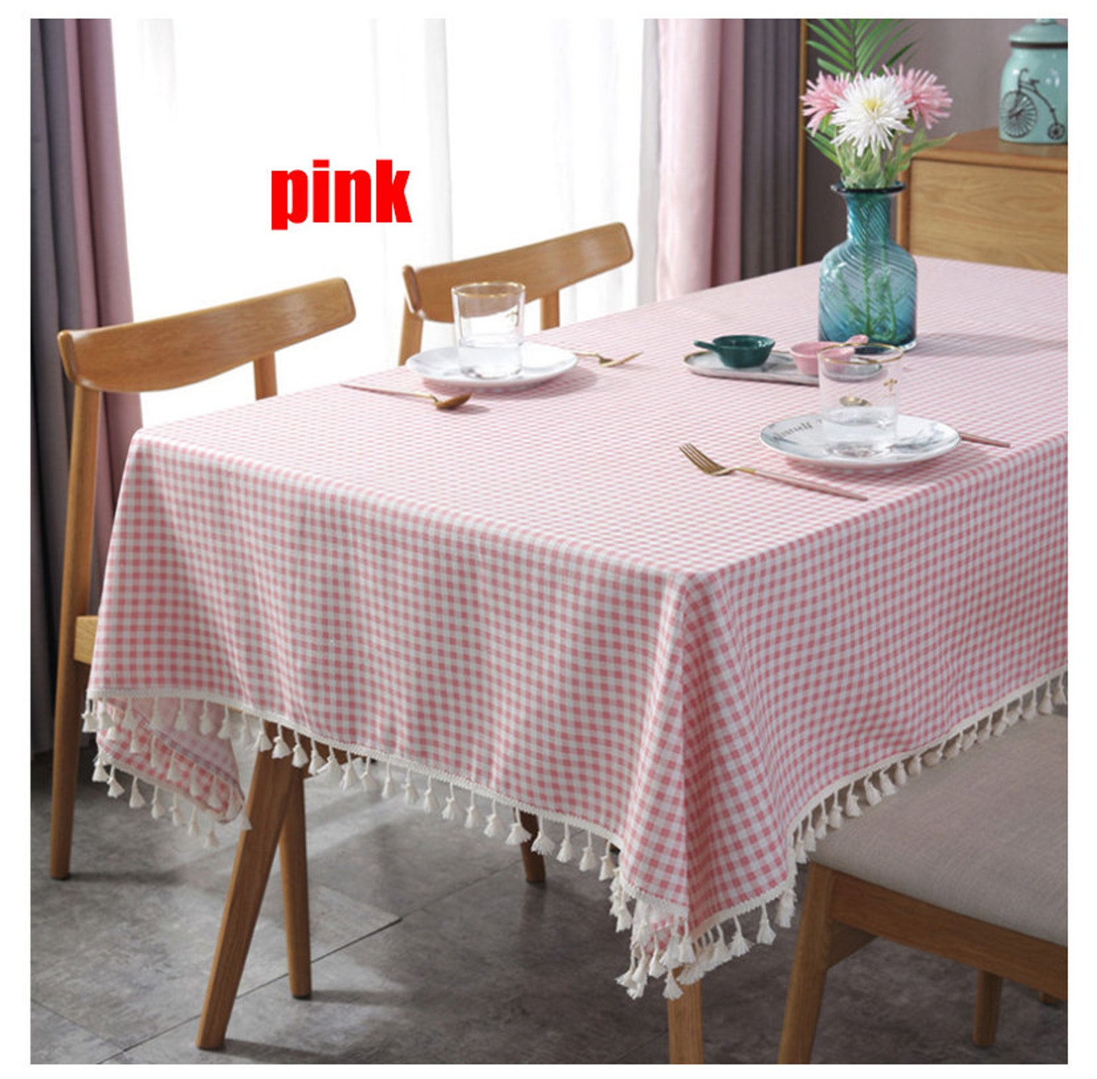 Linen Tablecloth Tassel Fringe 5 Colors Rectangle Square Round - Etsy