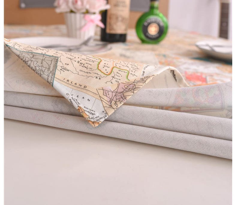 Tablecloth Cotton Linen World Map Rectangle Square Round Oval - Etsy