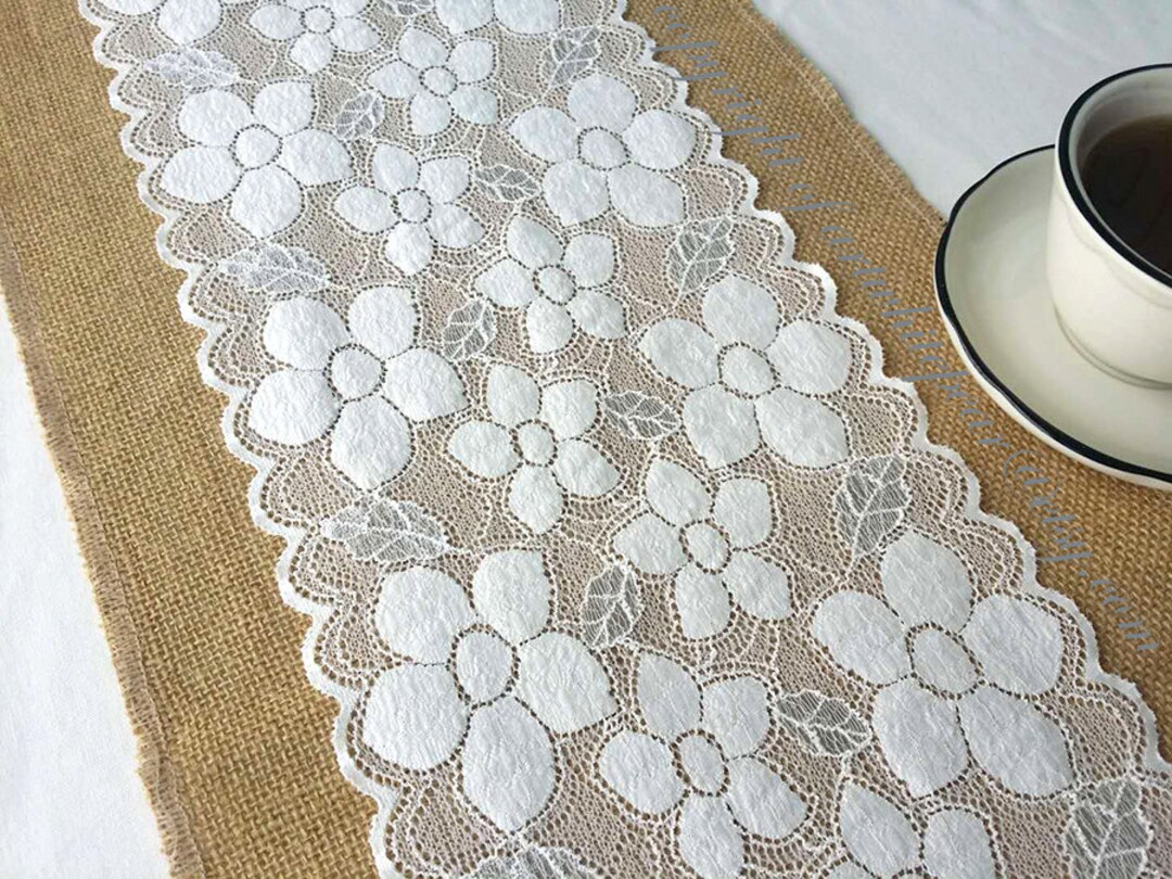 Lace Burlap Table Runner,party Table Linens,wedding Table Runner,table ...