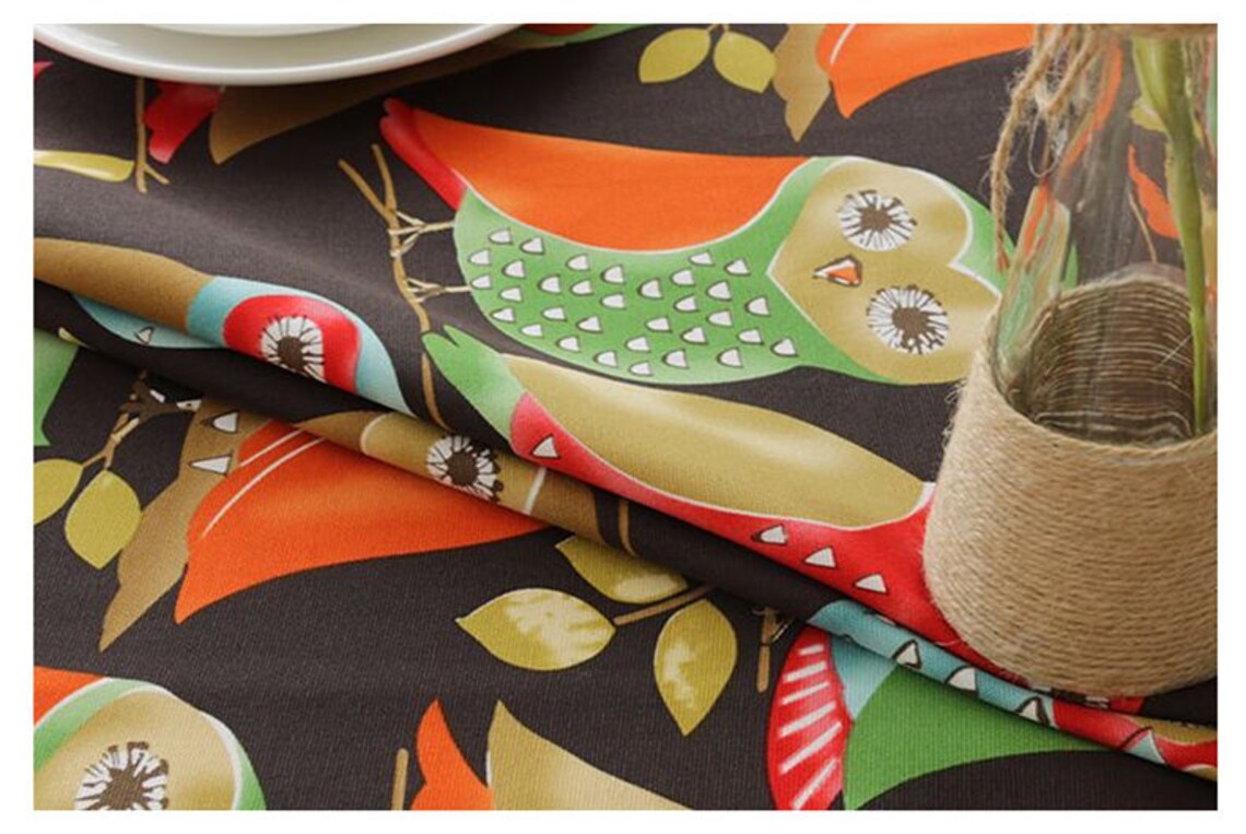 Tablecloth Cotton Owl on Tree Animals Rectangle Square Round - Etsy
