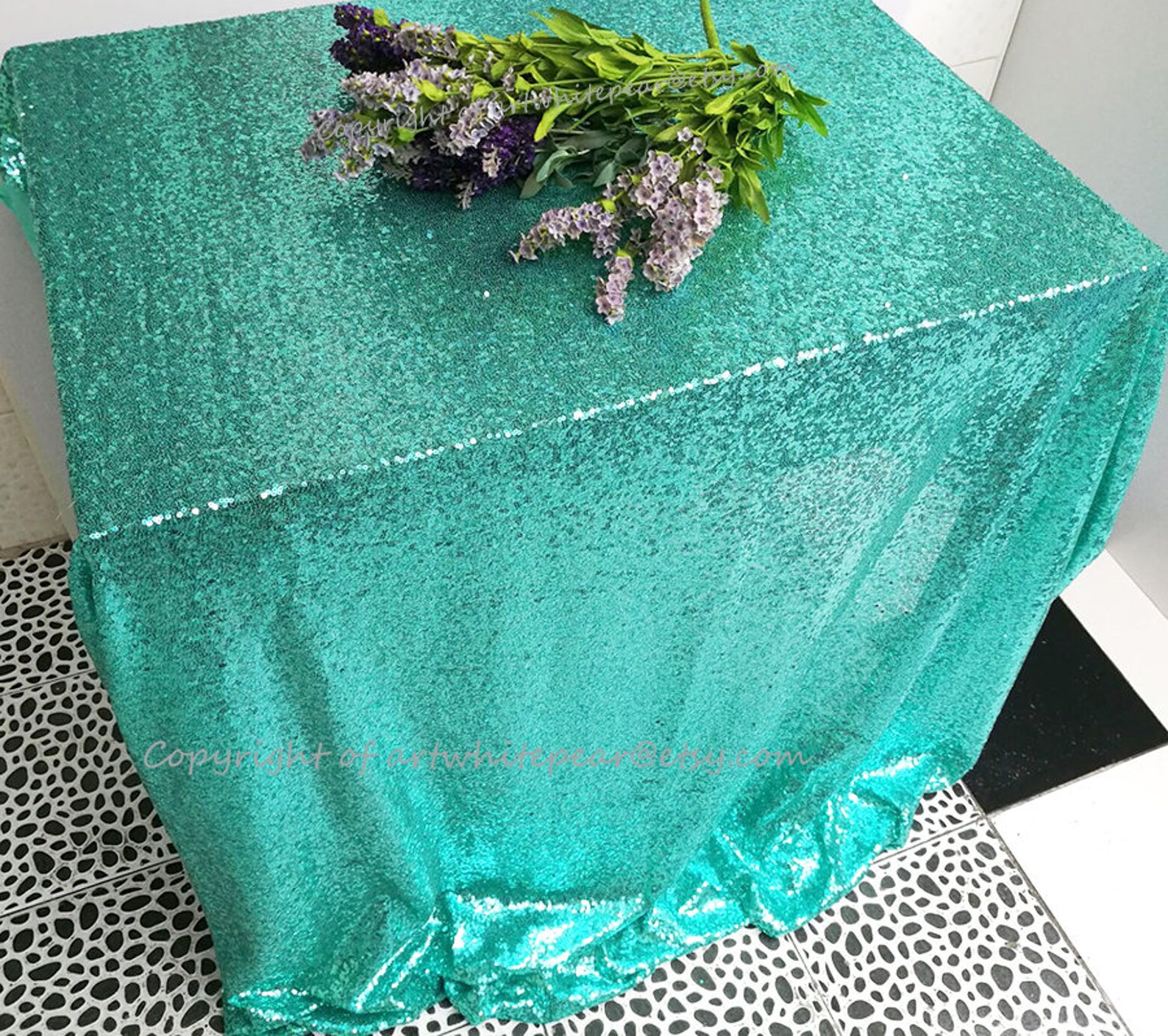 Ocean Blue Sequin Glitz Tablecloth Rectangle Round Dinner,party,wedding ...