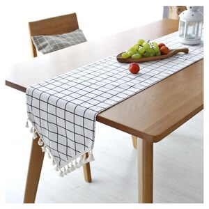 Table Runner Tassel Fringe Cotton Linen Geometric Triangle Dining ...