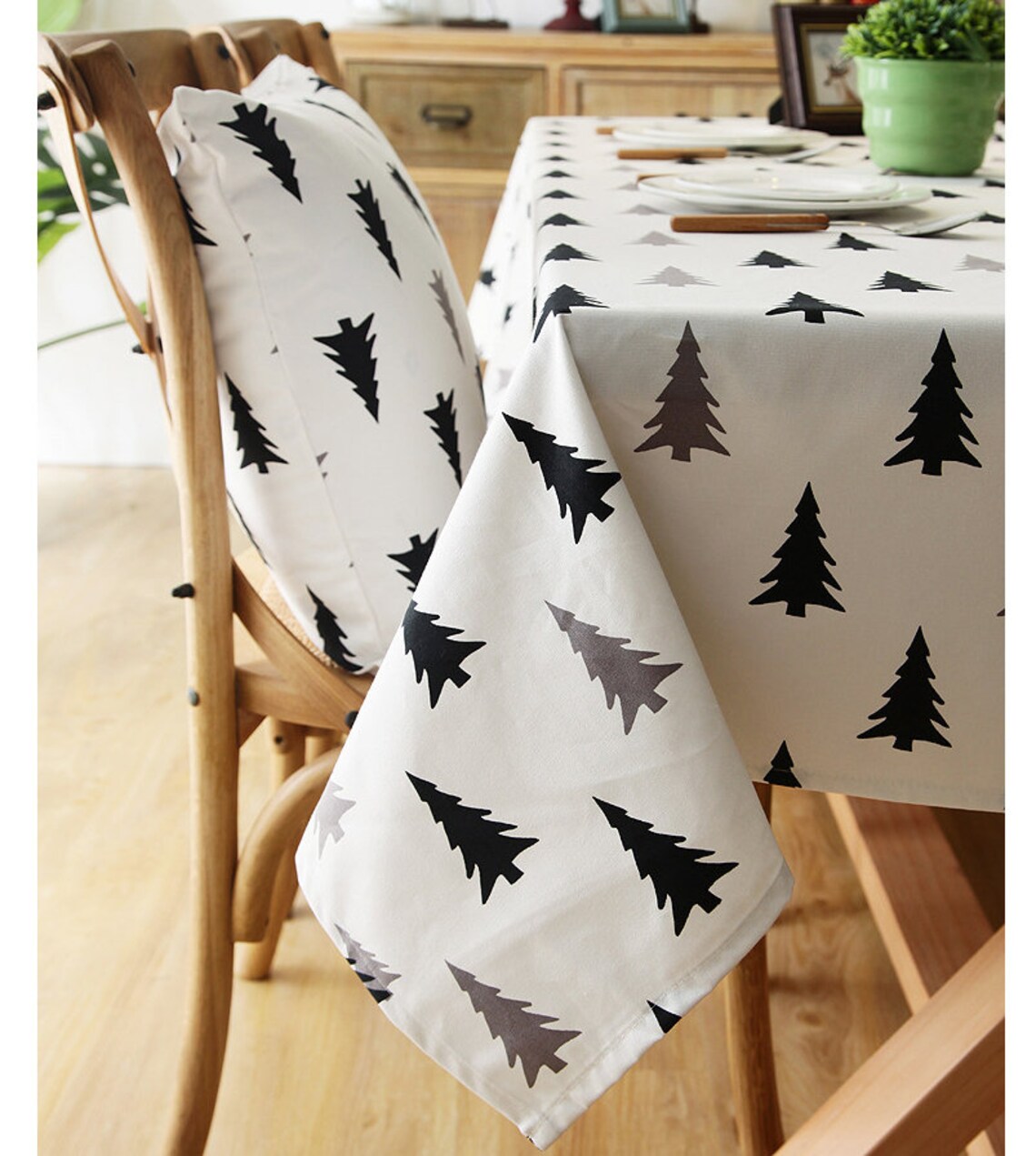 Rectangle Square Round Oval Linen Coffee Table Cloth Pine Tree - Etsy