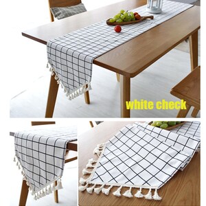 Table Runner Tassel Fringe Cotton Linen Geometric Triangle Dining ...
