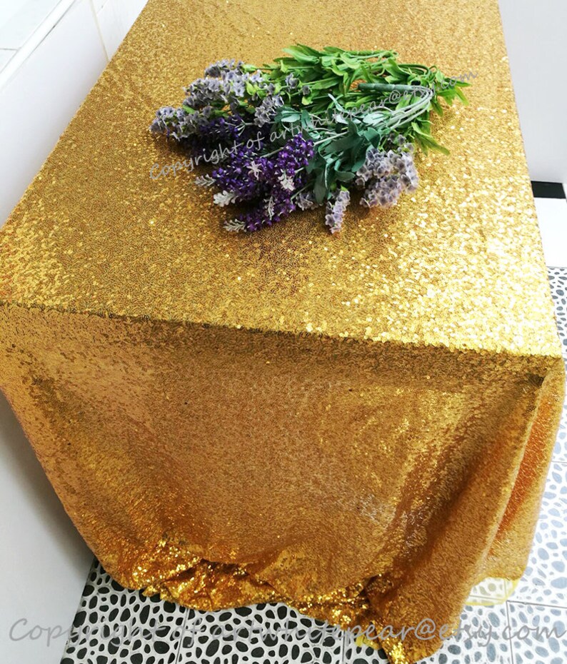 Bright Gold Sequin Tablecloth Rectangle Roundpartyglitz | Etsy