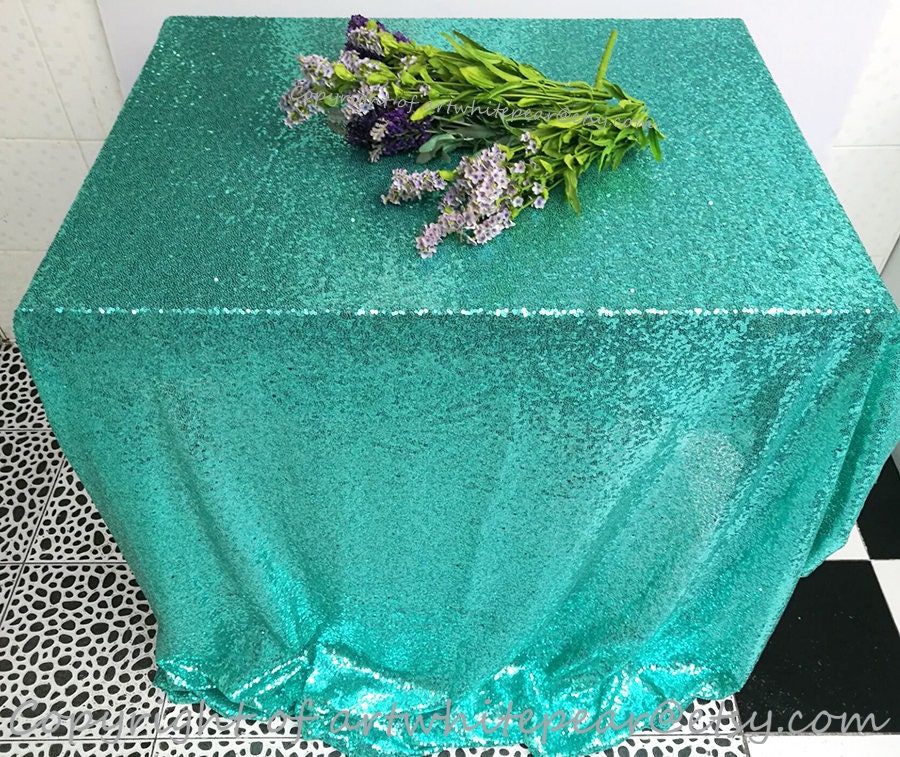 Ocean Blue Sequin Glitz Tablecloth Rectangle Round Dinner,party,wedding ...
