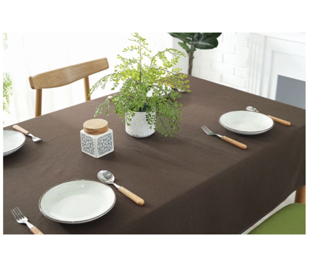 Washable Linen Coffee Tablecloth,brown Rectangle Square Round Oval ...